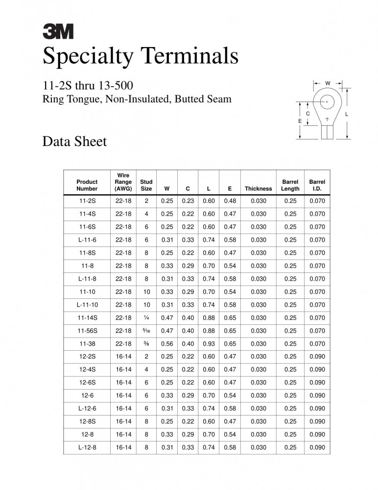 3M 11-14S Specialty Terminals data sheet page 1