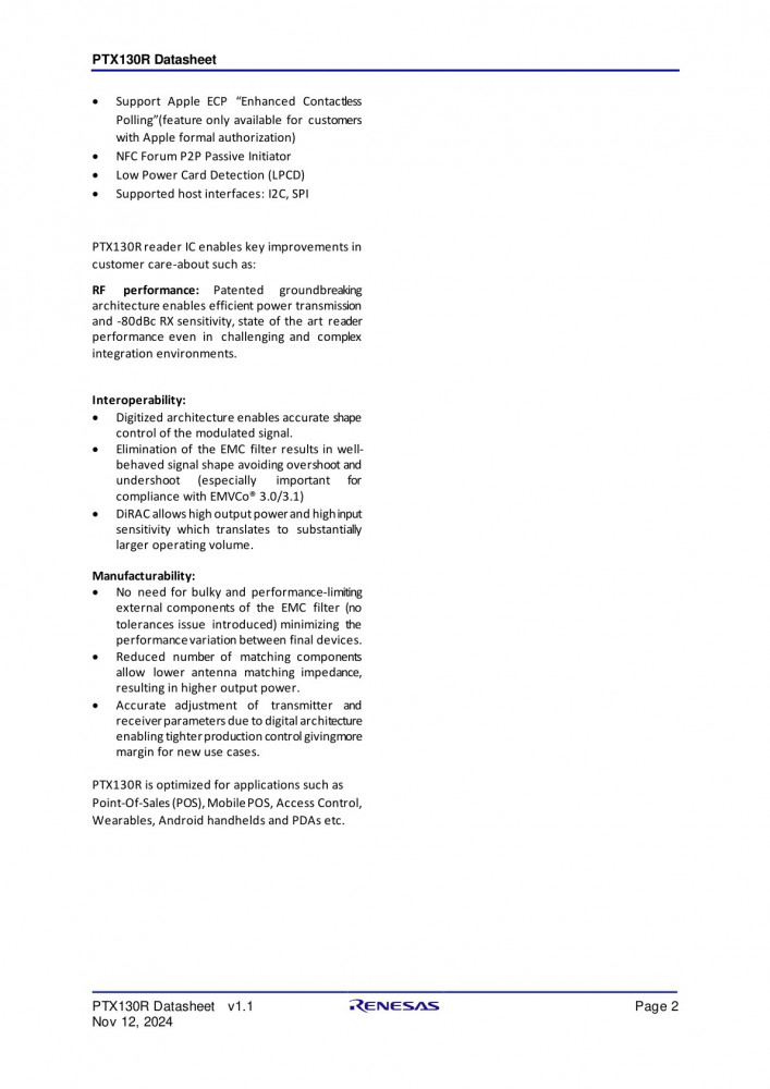 PTX130R technical document page 2