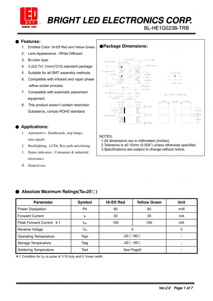 BL-HE1G023B-TRB datasheet page 2
