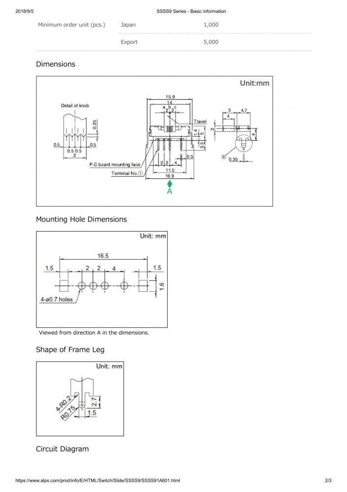 SSSS91A601 mounting and circuit information
