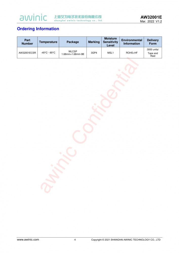 AW32001ECSR datasheet page 4