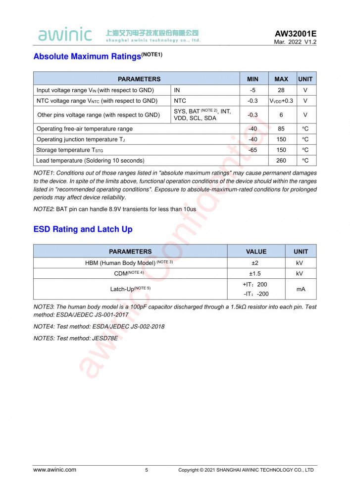 AW32001ECSR datasheet page 5