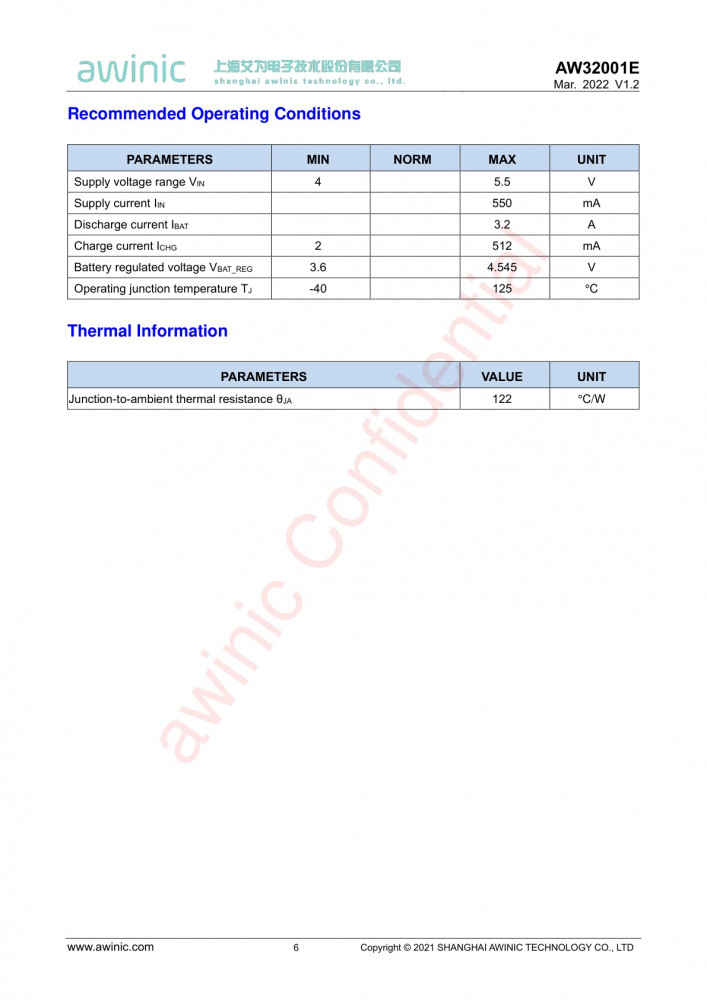AW32001ECSR datasheet page 6