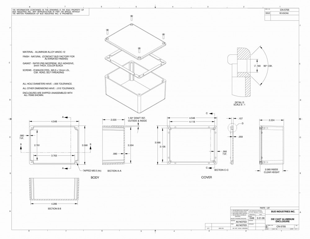 Bud Industries CN-5705 technical drawing