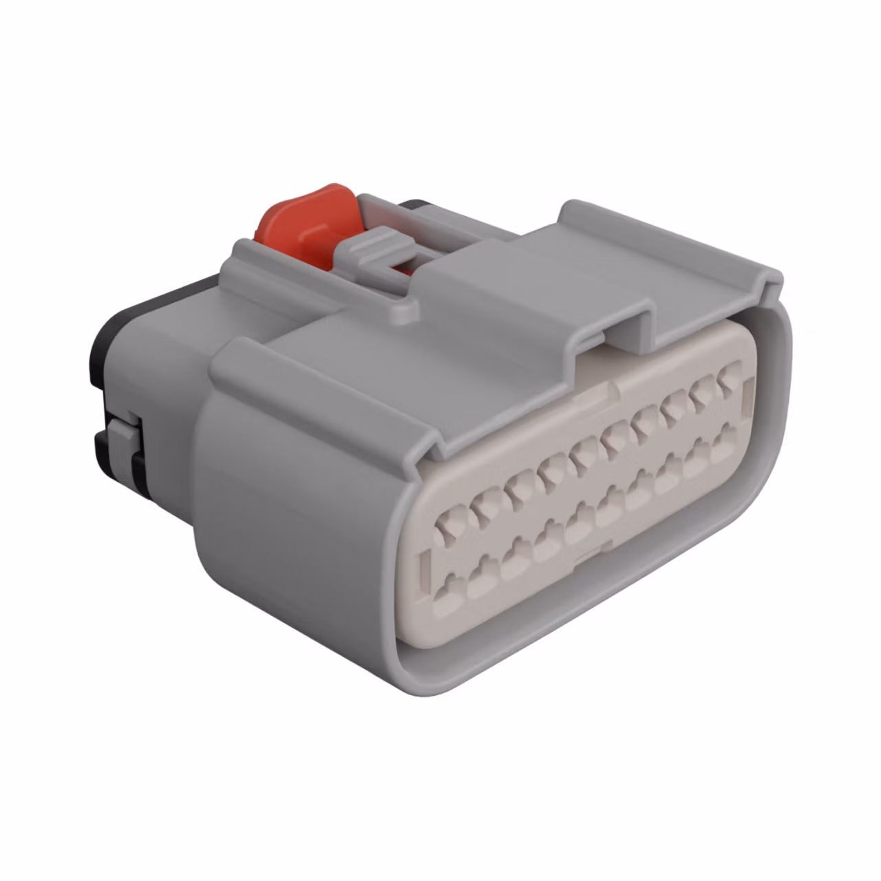 MX150 Mat-Sealed Female Connector Assembly, Dual Row, 20 Circuits, Keying Option D, with Clipslot, with Connector Position Assurance, Stone Gray for sale