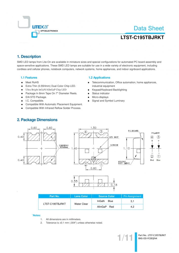 LTST-C195TBJRKT datasheet page 2