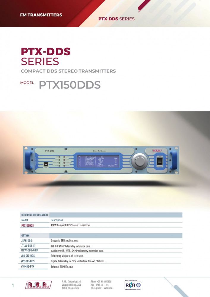 PTX150DDS technical document page 1