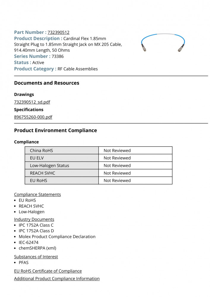 MOLEX 732390512 technical document preview, page 1