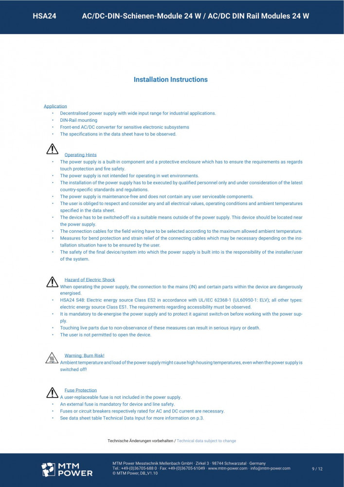 HSA24 datasheet page 9