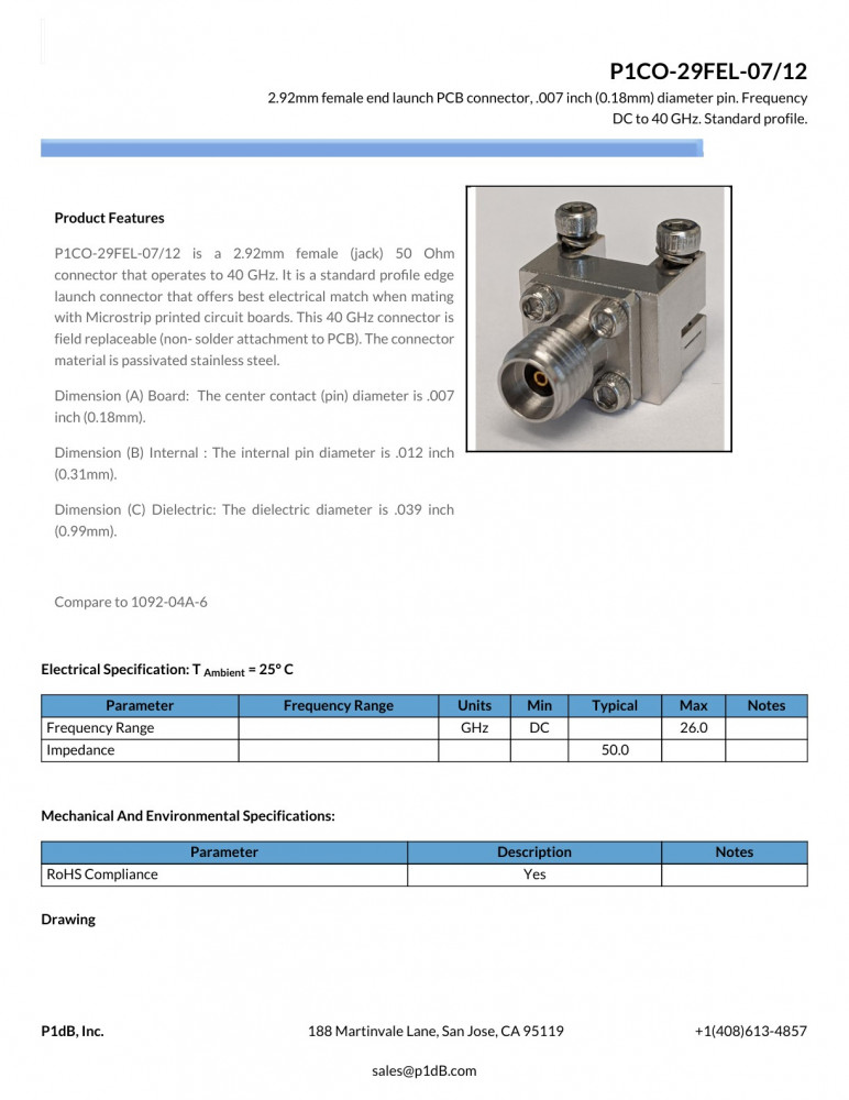 P1CO-29FEL-07/12 technical document page 1