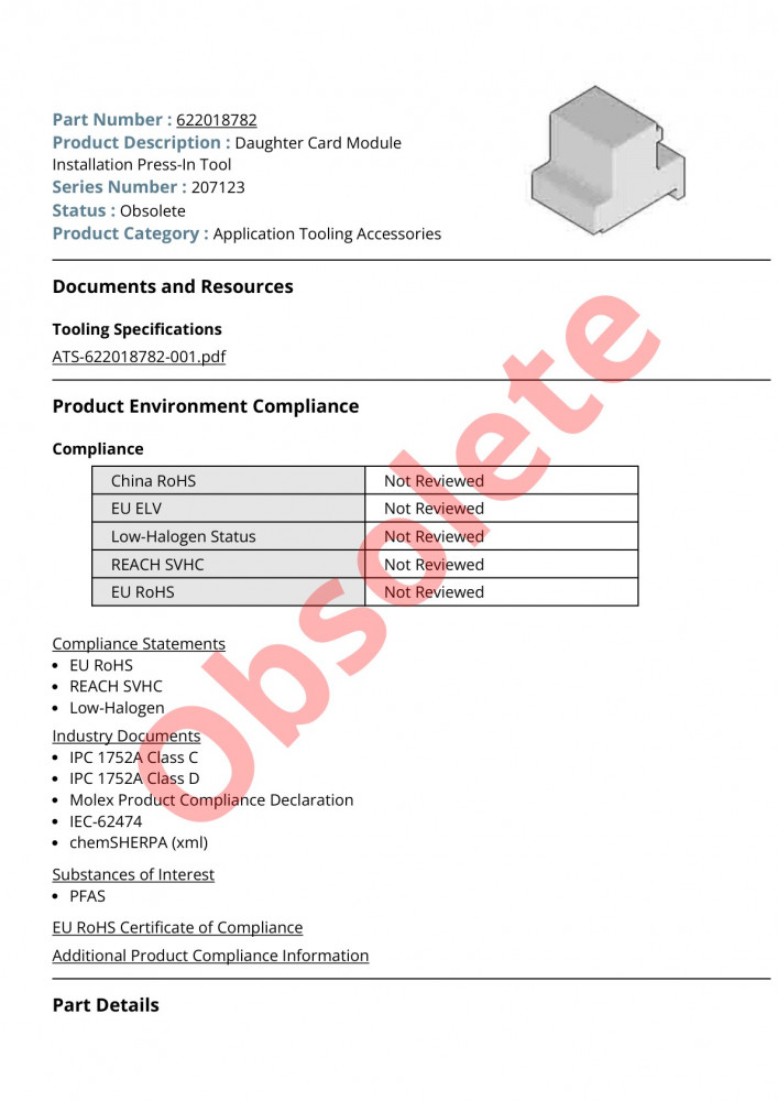 Molex 622018782 tooling document preview, page 1