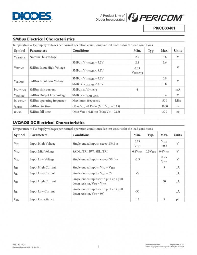 PI6CB33401 datasheet page 6