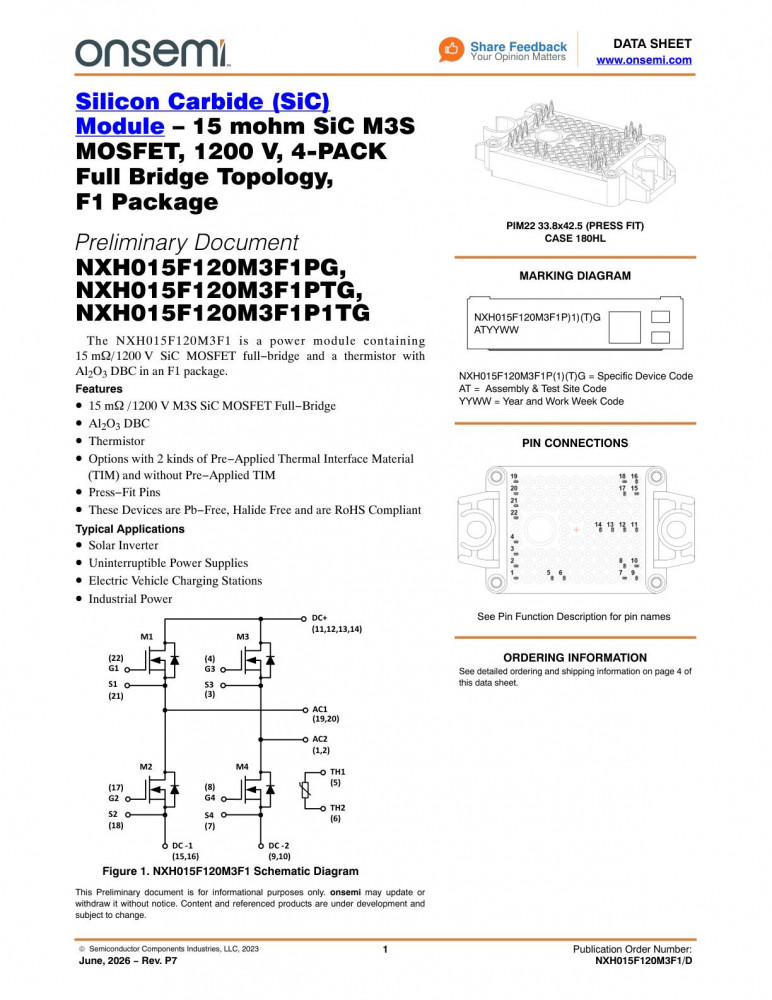 NXH015F120M3F1 datasheet page 1