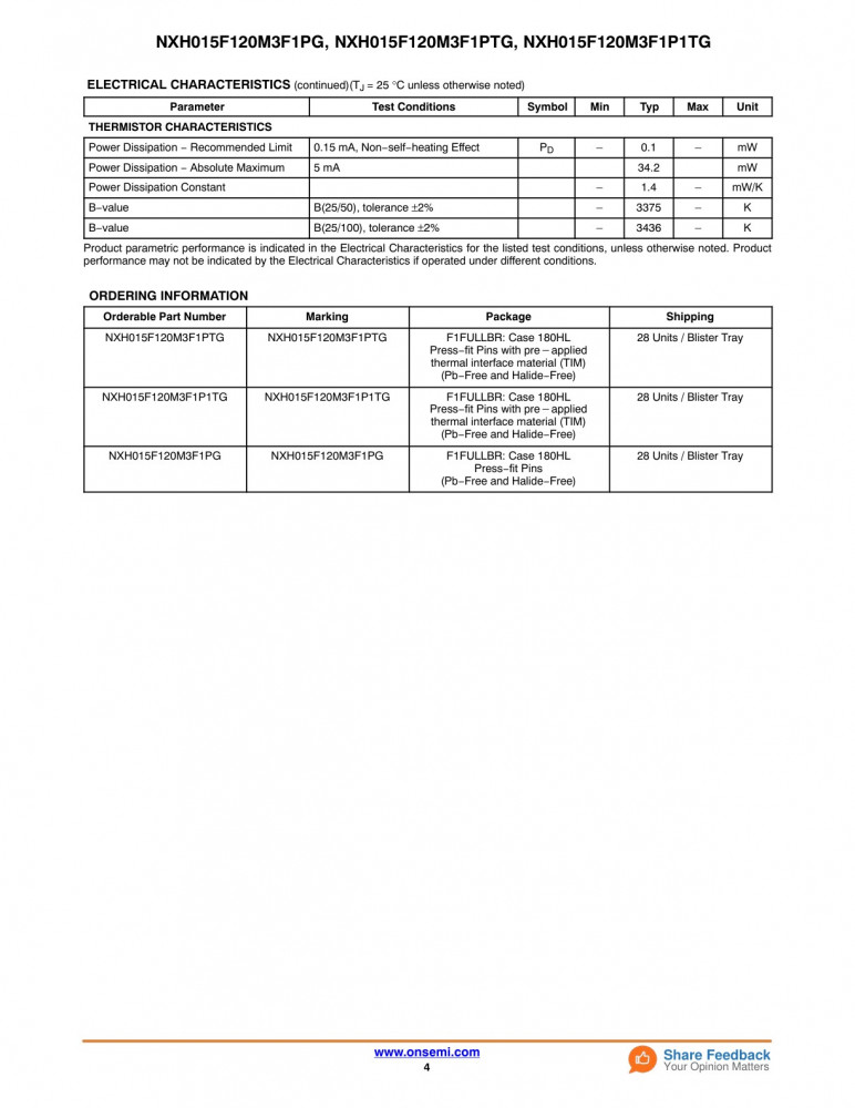 NXH015F120M3F1 datasheet page 4