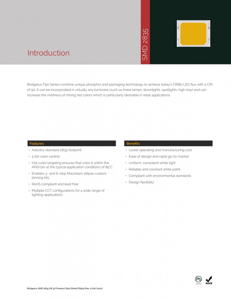 Bridgelux SMD 2835 datasheet page 2