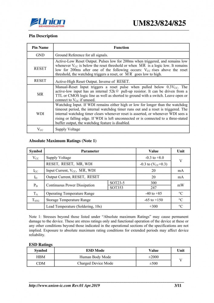 UM823SS datasheet page 3