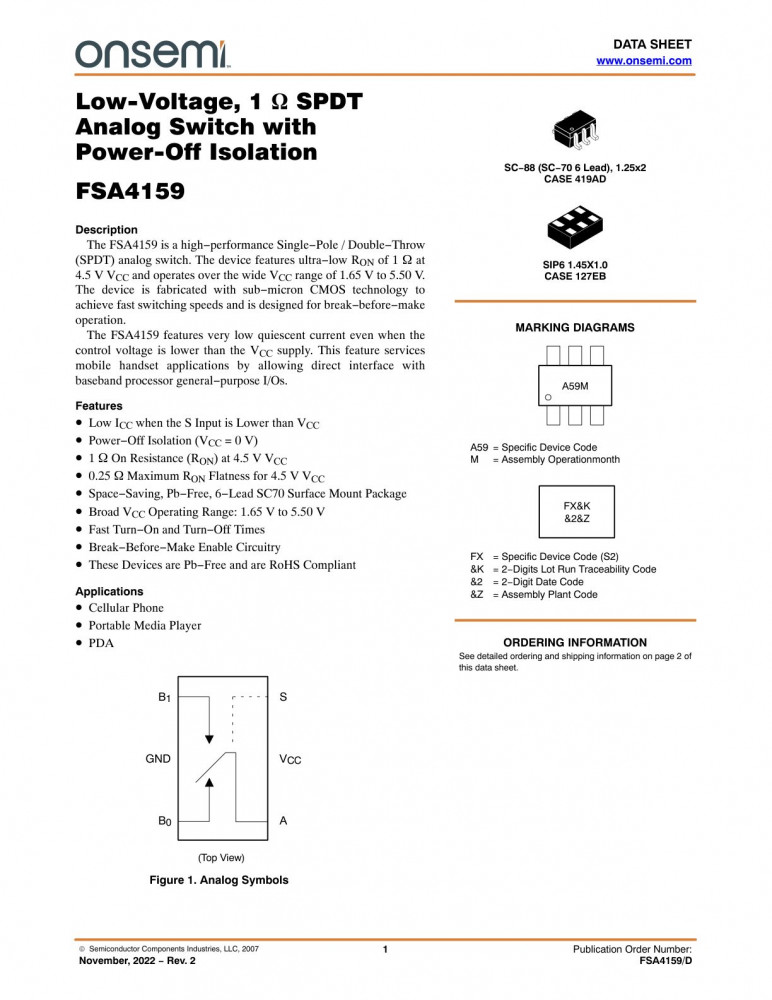 FSA4159 datasheet page 1