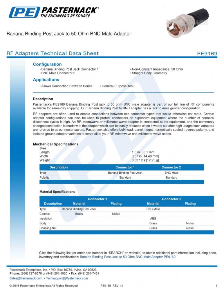 PE9169 technical document page 1