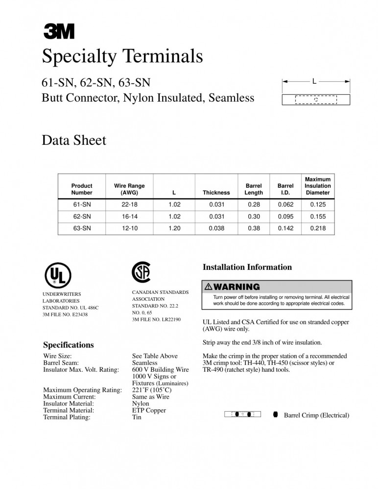 3M 62-SN technical document page 1