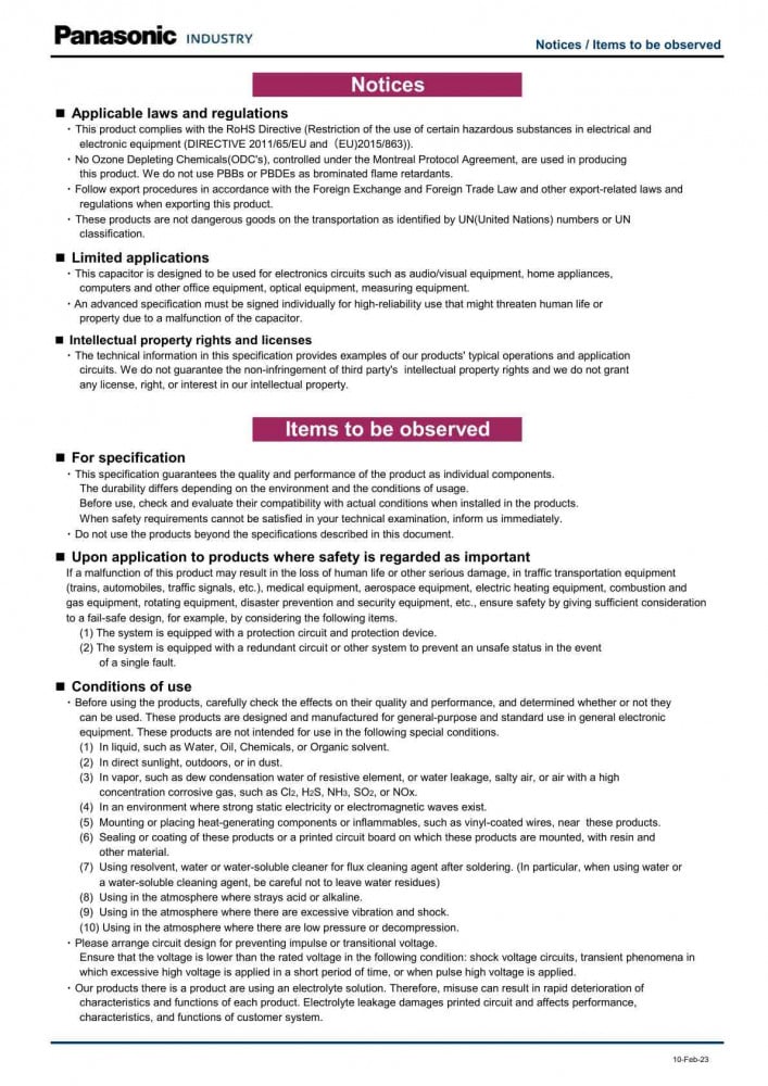 PANASONIC TPF series datasheet page 4