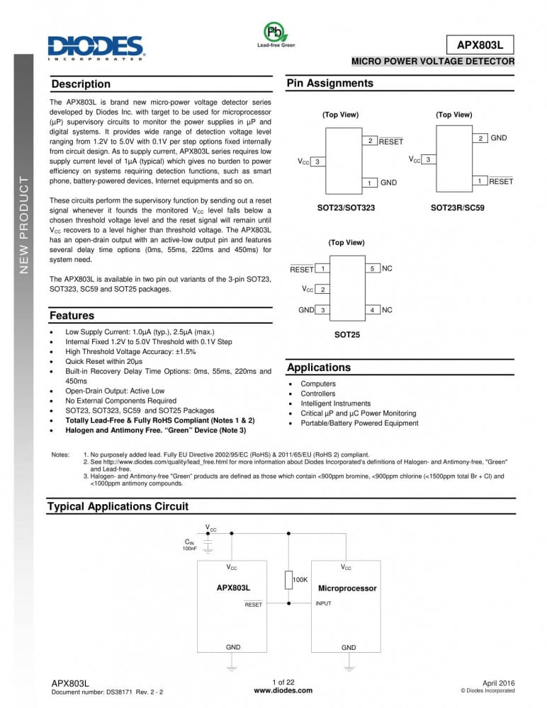APX803L datasheet page 1