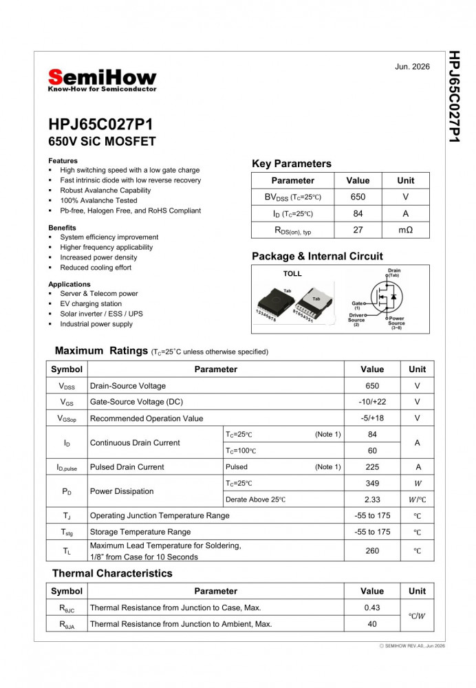HPJ65C027P1 datasheet page 1