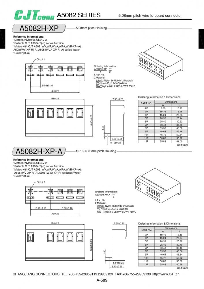 CJT A5082H connector datasheet page 2