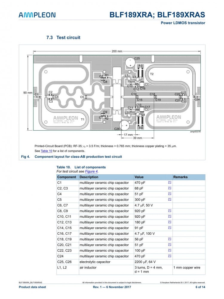 BLF189XRASU datasheet page 6