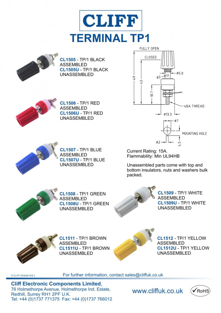 Cliff TP1 terminal product documentation image