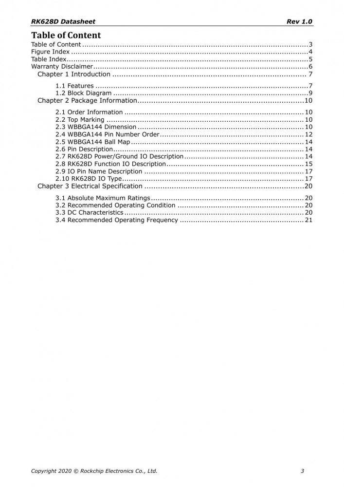 RK628D datasheet page 3