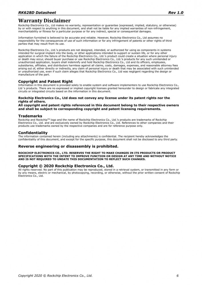 RK628D datasheet page 6