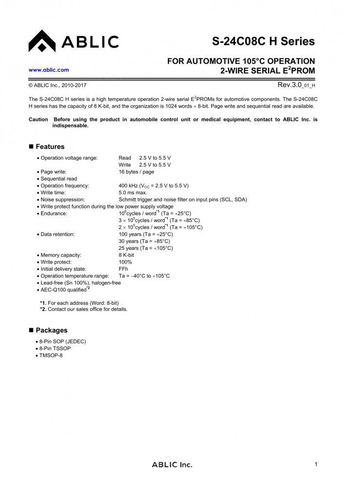 S-24C08C datasheet page 1