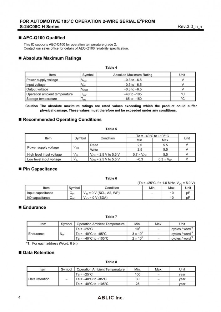 S-24C08C datasheet page 4