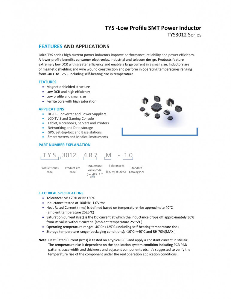 Laird TYS3012 datasheet page 1