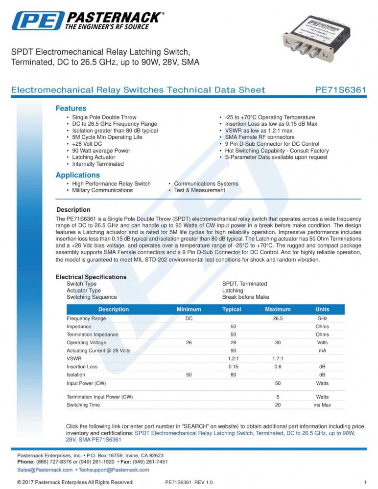 PE71S6361 technical document page 1