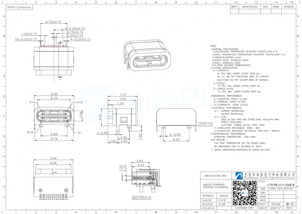 TYPEC-301S-ACP16X7 manufacturer drawing page 1