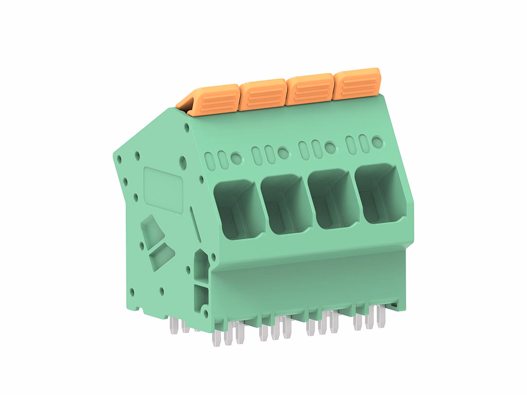 10.00mm Pitch Lever Activated Fixed Mount PCB Terminal Block, 35° Wire Entry, Bussed Terminals, 4 Circuits for sale