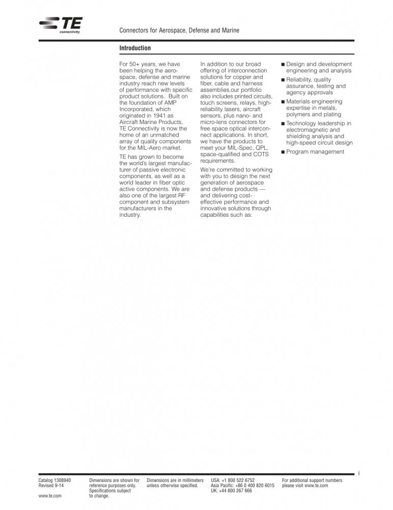 TE Connectivity catalog page 3