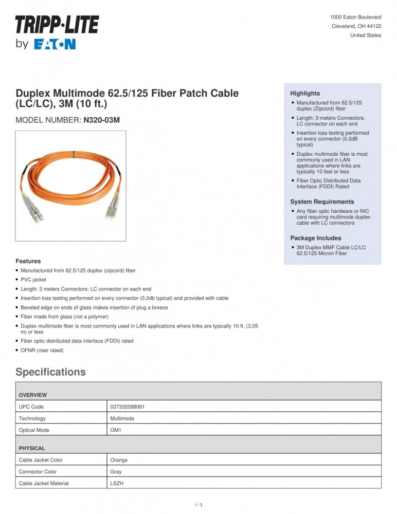 N320-03M technical document page 1