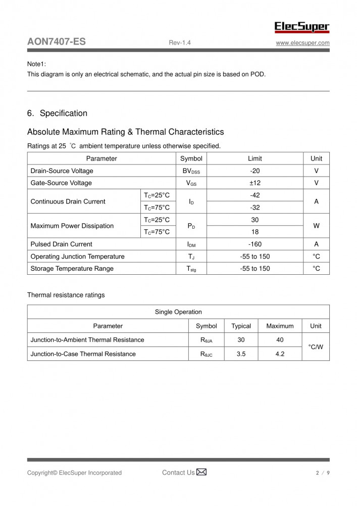 AON7407-ES datasheet page 2