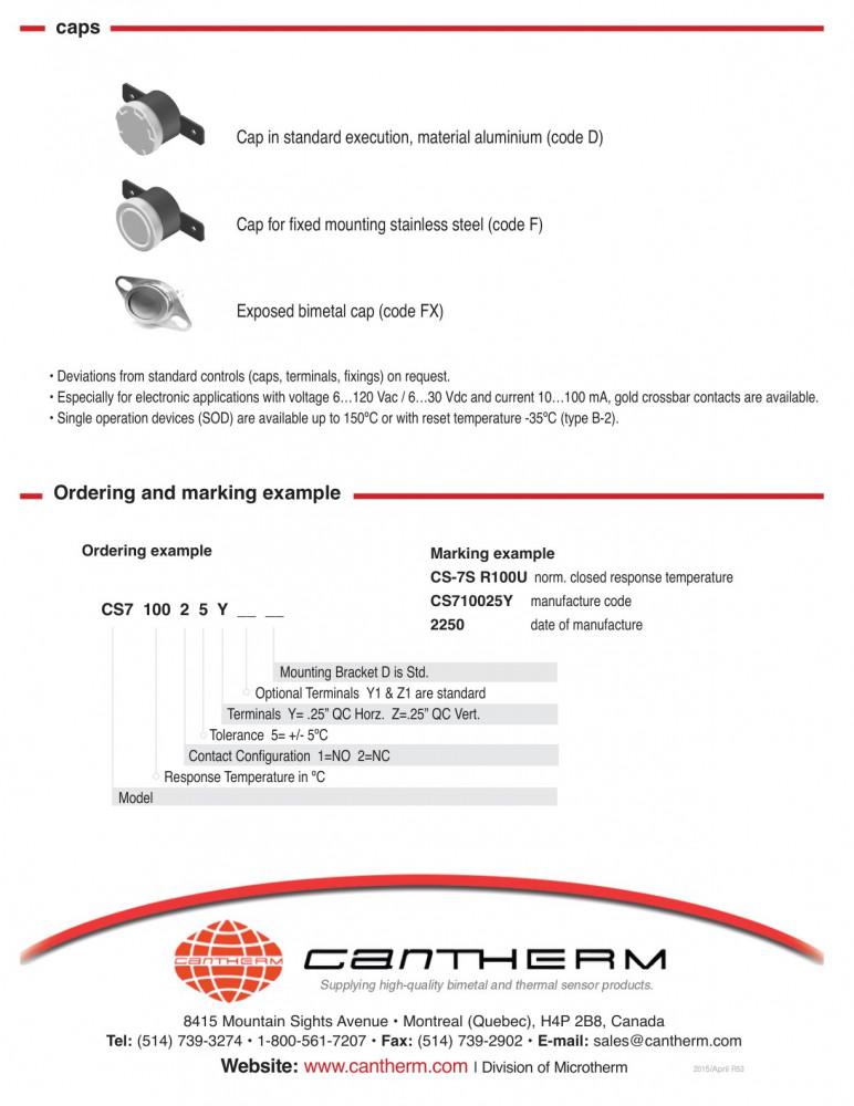 Cantherm bimetal cutout datasheet page 4