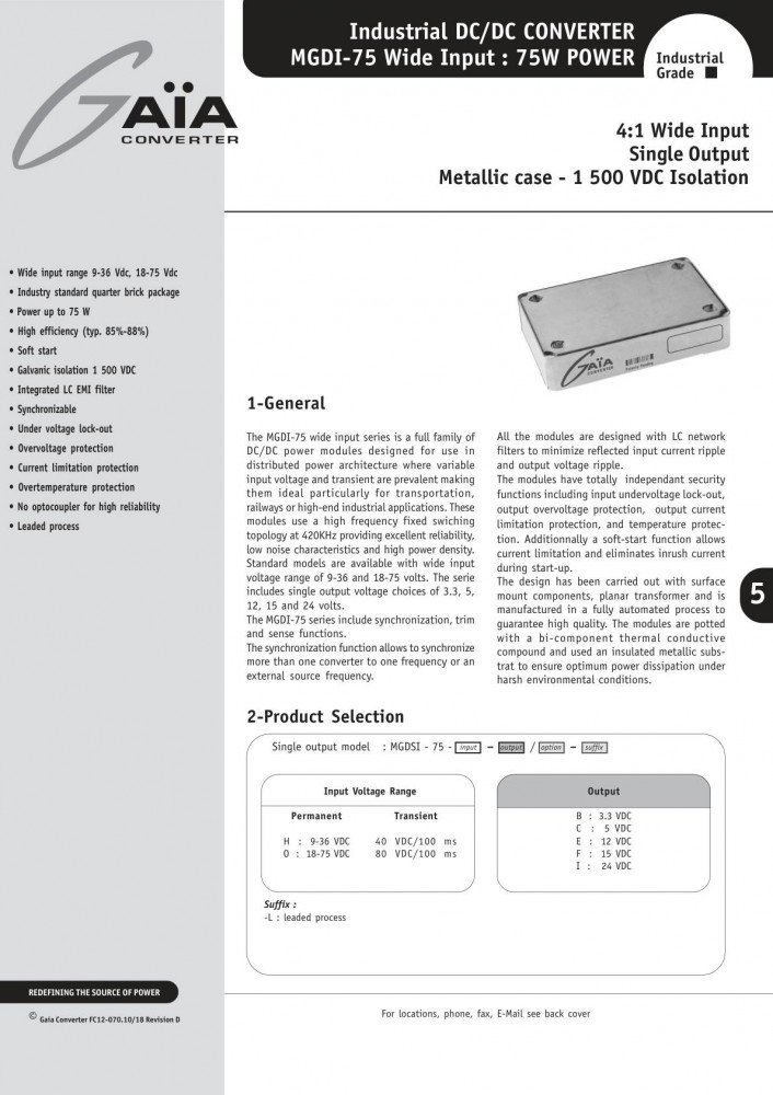 MGDI-75 datasheet page 1