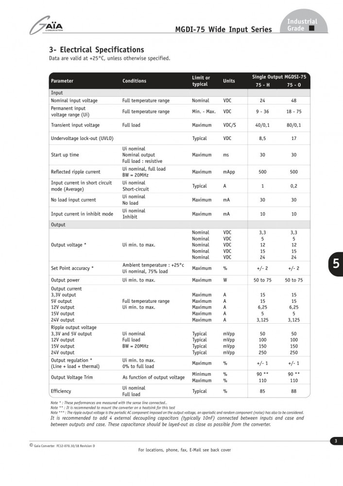 MGDI-75 datasheet page 3