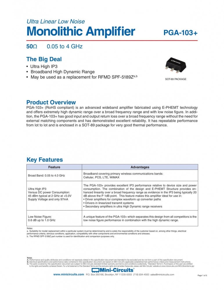 PGA-103+ datasheet page 1