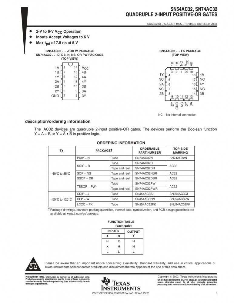 54AC32/Q2A datasheet page 2