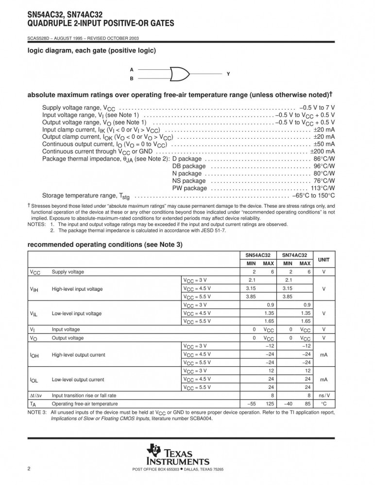 54AC32/Q2A datasheet page 3