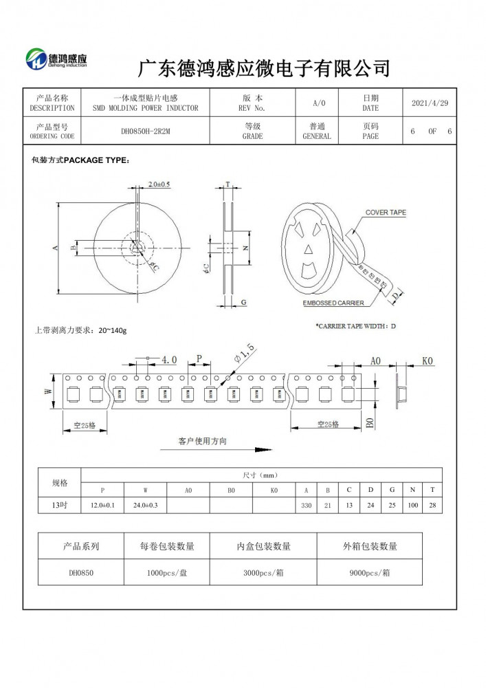 DH0850H-2R2M supplementary document page