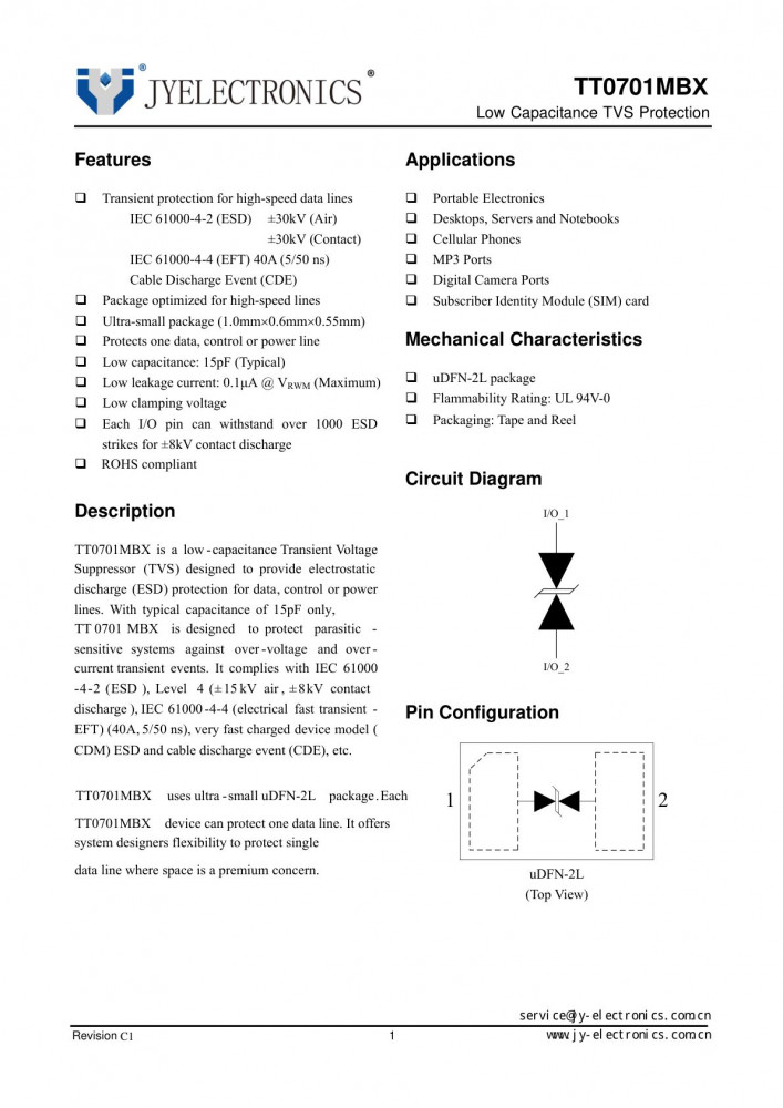 TT0701MBX datasheet page 1