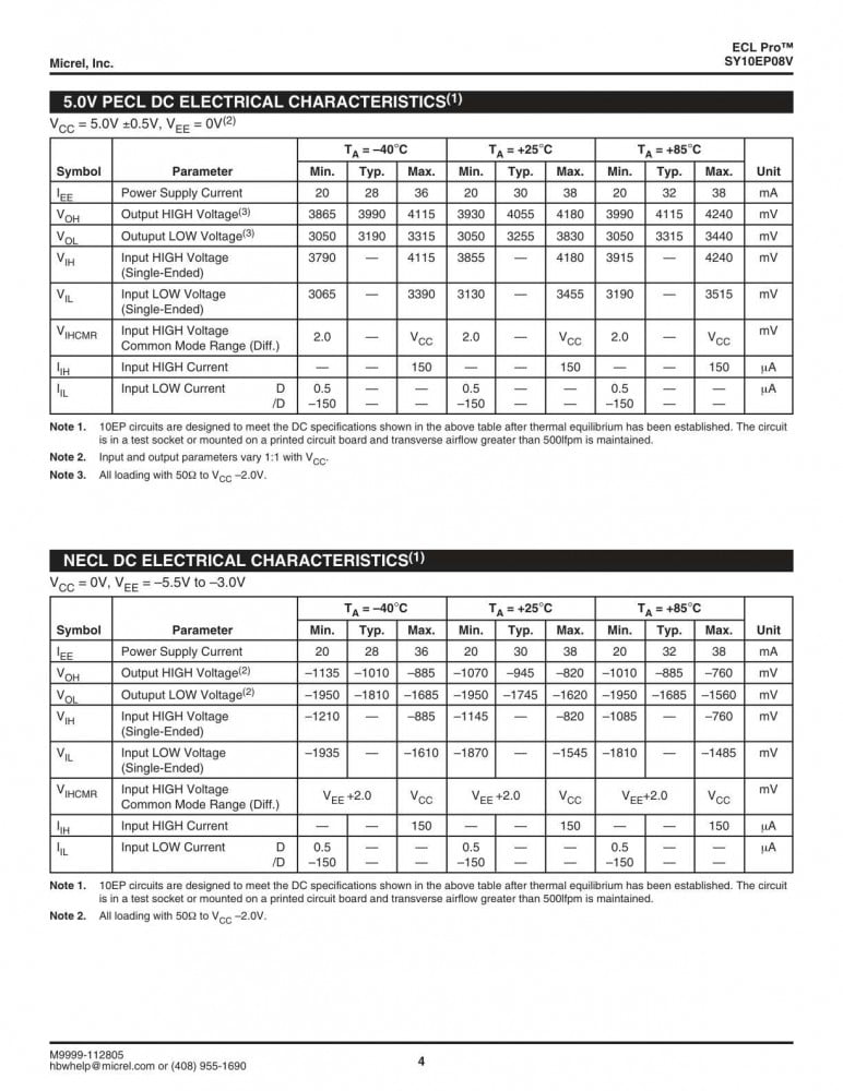 SY10EP08V datasheet page 4