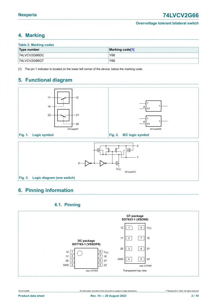 74LVCV2G66GTX datasheet page 2